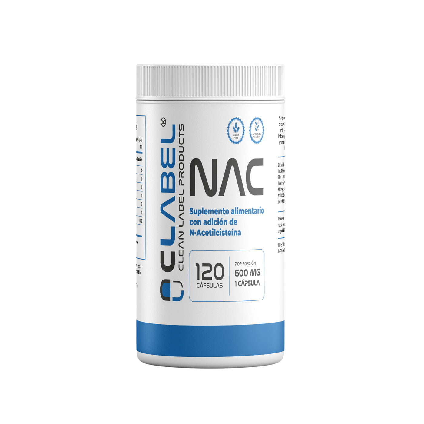 N Acetilcisteína - NAC 600mg 120 cápsulas – Clean Label